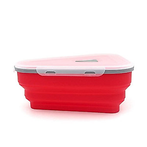 Extendable Pizza Slice Container Reusable Storage with 5 Microwavable Serving Trays BPA Free, Microwave & Dishwasher Safe Leftover to Organize Save Space, Red, Medium