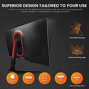CRUA 27 inch Monitor, 1440P QHD IPS Computer Monitor, 60HZ 100% sRGB, with freesync, Low Motion Blur, Eye Care, HDMI, Dp Port-Support VESA-Black