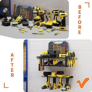 Godboat Power Tool Organizer, Garage Storage for Mens Gifts, Tool Storage as Dad Gifts, Wall-Mount Garage Organization, Floating Shelves for Tool Box & Pegboard, Cool Gadgets, Fathers Day Dad Gifts