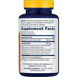 Renew Life Detox Cleanse More, Reduces Bloating and Restores Regularity, Overnight Constipation Relief, Soy, Dairy and gluten-free, 100 Capsules