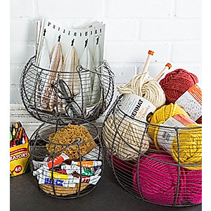 DII Vintage Wire Storage Baskets, Egg Basket Set, Rustic 3 Piece