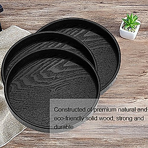 Tyenaza Round Solid Wood Tea Tray Serving Trays for Coffee Snack Food Meals Home Kitchen Restaurant Trays(21cm)