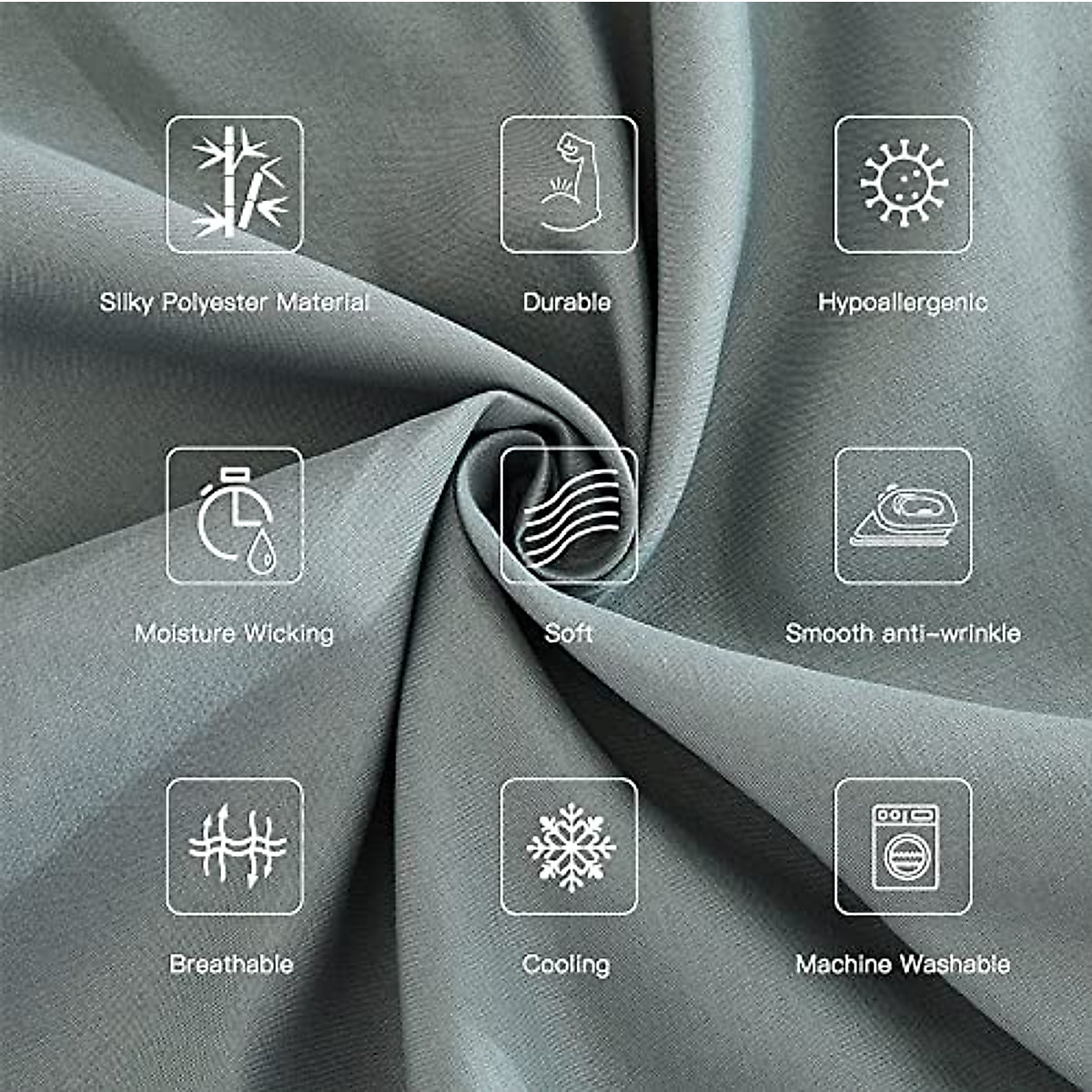 Airensky Pillow Cases Queen - Grey Slip Pillow Cases for Hair and Skin 2 Pack 20x30 inches，Soft Chill & Breathable Pillow Cover with Envelope Closure，Gifts for Women Men