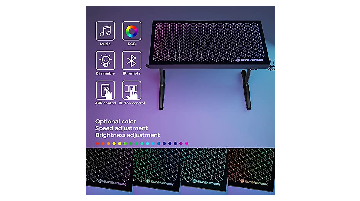 EUREKA ERGONOMIC RGB LED Gaming Desk, Music Sync Lights Up Tempered ...