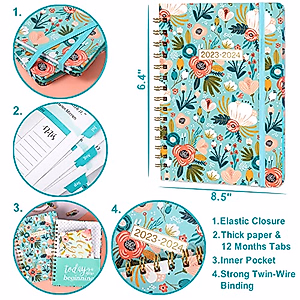Planner 2023-2024 - Weekly Monthly Planner 2023-2024, July 2023 - June 2024, 12 Monthly Weekly Planner with Tabs, Hardcover, 6.4‘’ x 8.3'' Calendar Planner with Elastic Closure, Inner Pocket