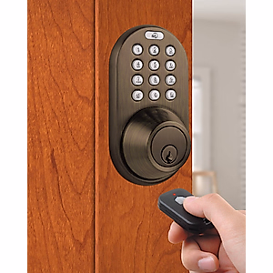 MiLocks XF-02AQ Digital Deadbolt Door Lock with Keyless Entry via Remote Control and Keypad Code for Exterior Doors