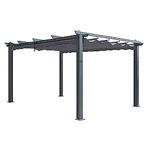 VEIKOU 10x10ft Pergola, Metal Pergola w/Thicker Post & Upgraded Retractable Pergola Canopy, Heavy-Duty Aluminum Pergolas and Gazebos Outdoor Shelter for Porch Yard, Gray