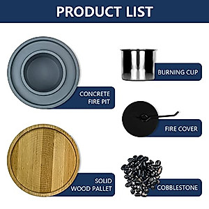 Tabletop Fire Pit-Portable Concrete Fire Pit Ethanol Fire Pit Table Top Firepit Fire Bowl Mini Personal Fireplace Electric Indoor Outdoor Garden Decor