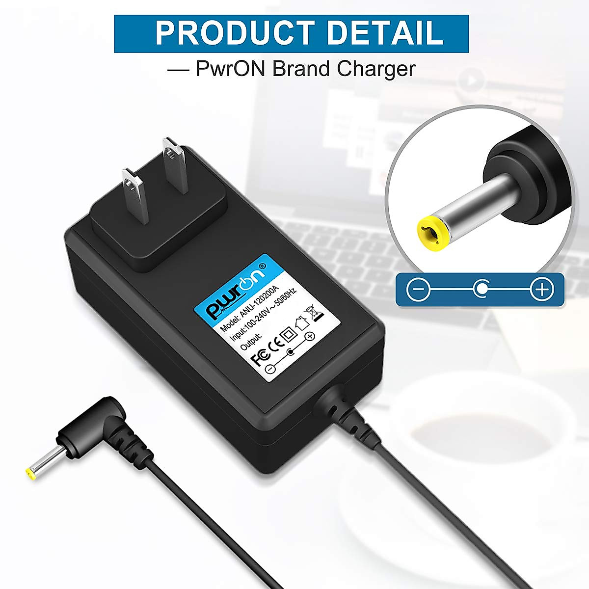 PwrON 6.6ft Cord 12V AC to DC Adapter Compatible with Sylvania 7" 9" 10" Portable DVD Player SDVD7014 SDVD7015 SDVD7027 SDVD8009 SDVD8727 SDVD8737 SDVD9000 SDVD8732 Charger Power Supply