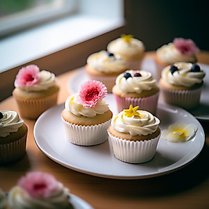 Jumbo Cupcake Liners 300 pcs White Muffin Liners No Smell,Food&Grade,Greaseproof Paper Baking Cups, Cupcake Wrappers For Party,Christmas by GoldenBakeryFamily