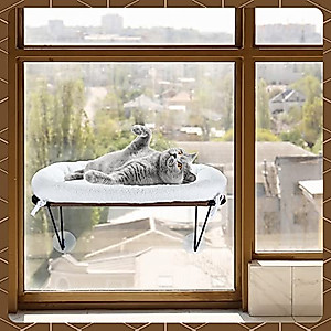 LSAIFATER Cat Window Perch with Supported Under Metal, Cat Hammock with Spacious and Comfortable Pet Bed for Kittens & Large Cats, Cat Gifts for Your Beloved Cat