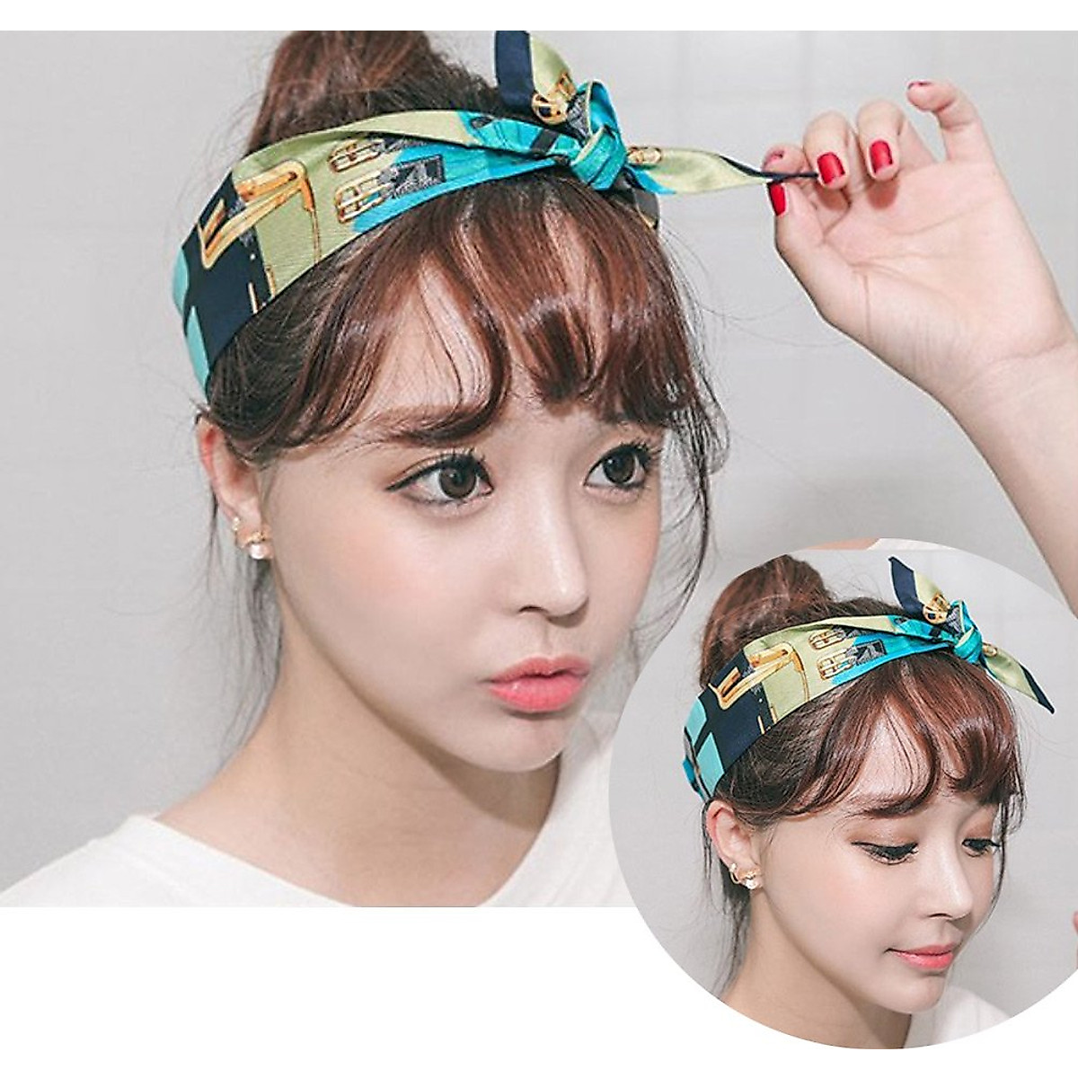 kcctoo Purple Blue Scarf Bags for Women Handbag Scarfs Band Hair Neck Scarves Fashion Gifts