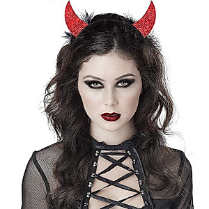 ZITULRY Halloween Headbands for Women Rhinestone Devil Horns Headband Crystal Cat Ears Headband Hairwear for Girls (Devil Horns Headband)