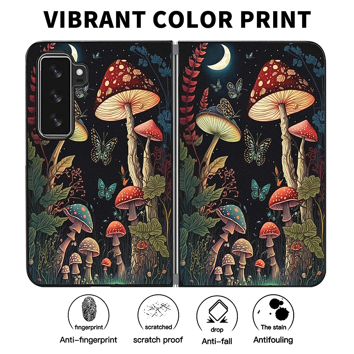 for Microsoft Surface Duo 2 Case for Women Men,AIRWEE Ultra Slim Hard PC Shookproof Fold Case Protective Cover for Microsoft Surface Duo 2 2nd 2021,Mushroom Moon Night