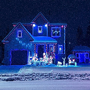 ICRGB Solar Rope Lights, 66FT 200 LED Outdoor String Lights, Blue Fairy Lights with Remote, 8 Modes, Timing Function, IP67 Waterproof, Outdoor Garden Patio Decorative,for Christmas Wedding Party