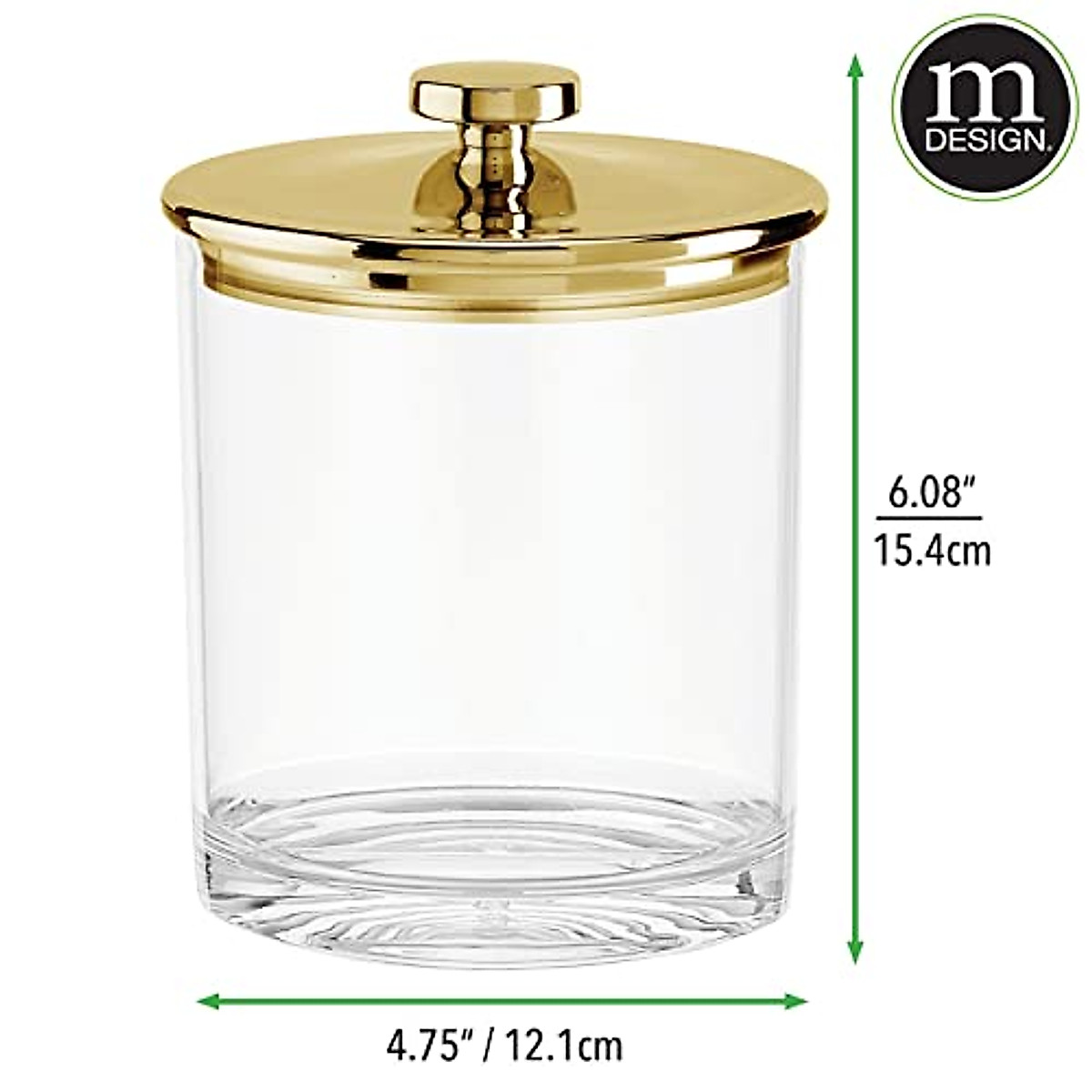 mDesign Small Acrylic Apothecary Jars with Airtight Lids, Organizer Canister Jar Set for Kitchen, 37 oz., Food Storage Container for Pantry and Counter, Lumiere Collection, 4 Pack, Clear/Soft Brass