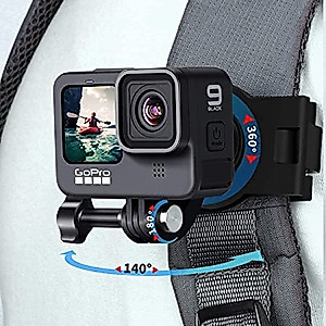 Professional GoPro Mount for Backpack Strap,Adjustable Camera Shoulder Mount Compatible with GoPro Hero 9 8 7 6 5 4 Black, Session, Insta 360 One R, DJI Osmo Action and Most Action Camera
