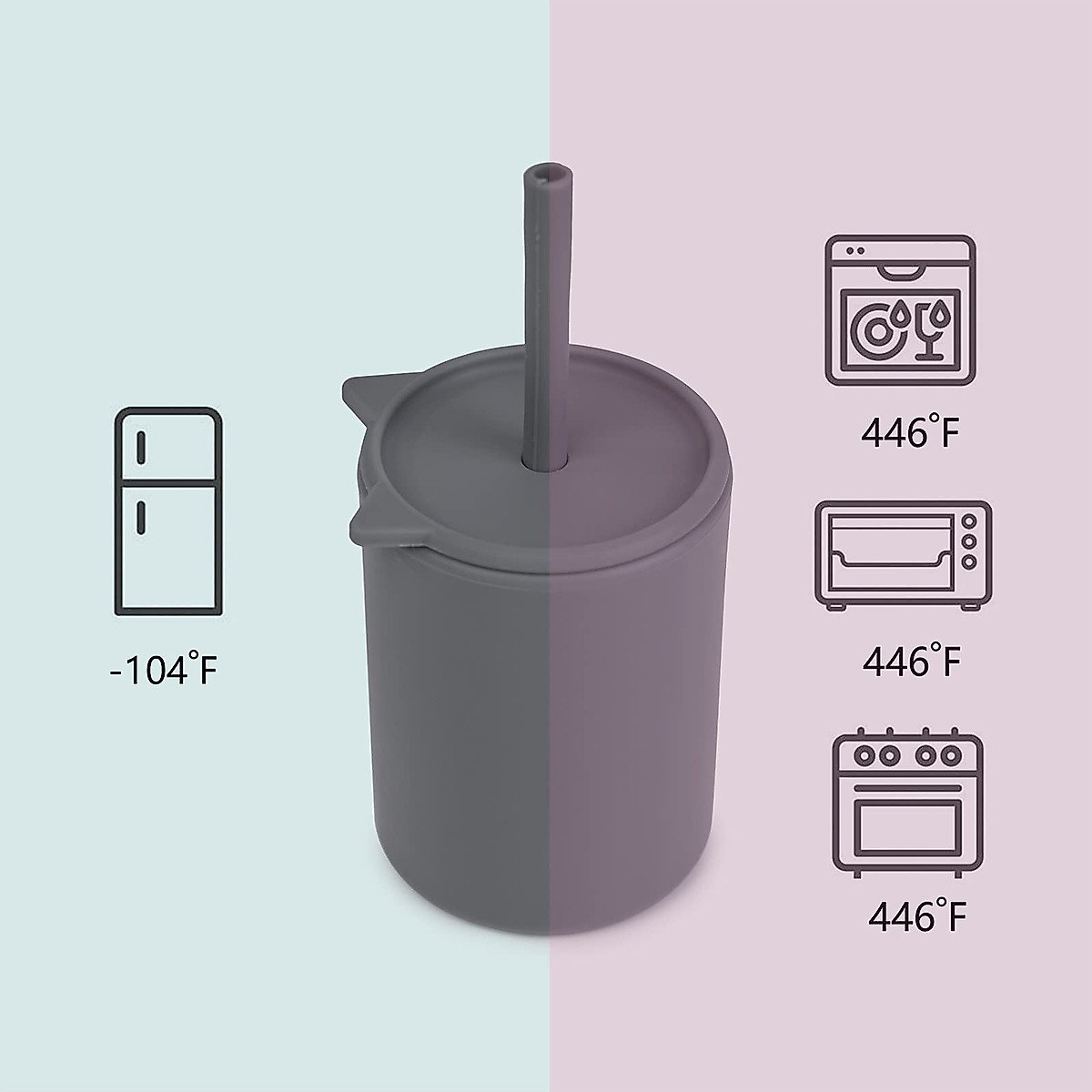 Straw Cups for Toddlers 12M+, Silicone Baby Cup with Straw Non-smell, Silicone Straw Cup 5oz.