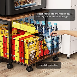 Alavoco Mini Fridge Stand,Fridge Stand with Storage,120LBS Mini Fridge Table with 4 Lockable Wheels,Fridge Cart for Dorm, Home, Kitchen, Office-Black