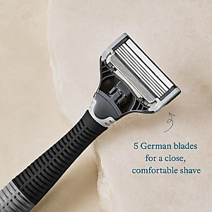 Harry’s Razors for Men - 5 German-engineered 5-Blade Cartridges, Travel Cover, Shave Gel (Charcoal)