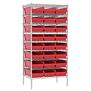 Akro-Mils 30014 Plastic Nesting ShelfMax Storage Bin Box, (24-Inch x 11-Inch x 6-Inch), Red, (6-Pack)