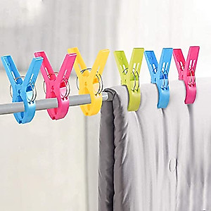 Beach Towel Clips 4.6 inch Big Plastic Clothes Pins Pool Chairs Clothespins for Towels Sheets (Pack of 16)