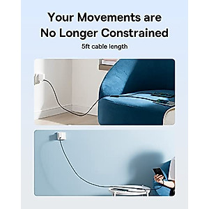 Baseus USB C Cable 100W 4.9FT 5A Type C Charger Cable Fast Charging 2 in 1 Multi Charging Cable, Nylon Braided USB C to USB C Cable for AIR/Mini 6 MacBook Galaxy S22 21 S10 Note