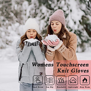 Winter Gloves for Women - 4 Pairs Touchscreen Gloves for Women Cold Weather, Fashion Knit Mittens Warm Winter Gloves