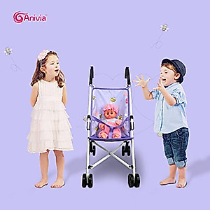 Anivia Baby Doll Collection Doll Stroller Heart Design Gifts for Toddlers and Girls Foldable Doll Stroller