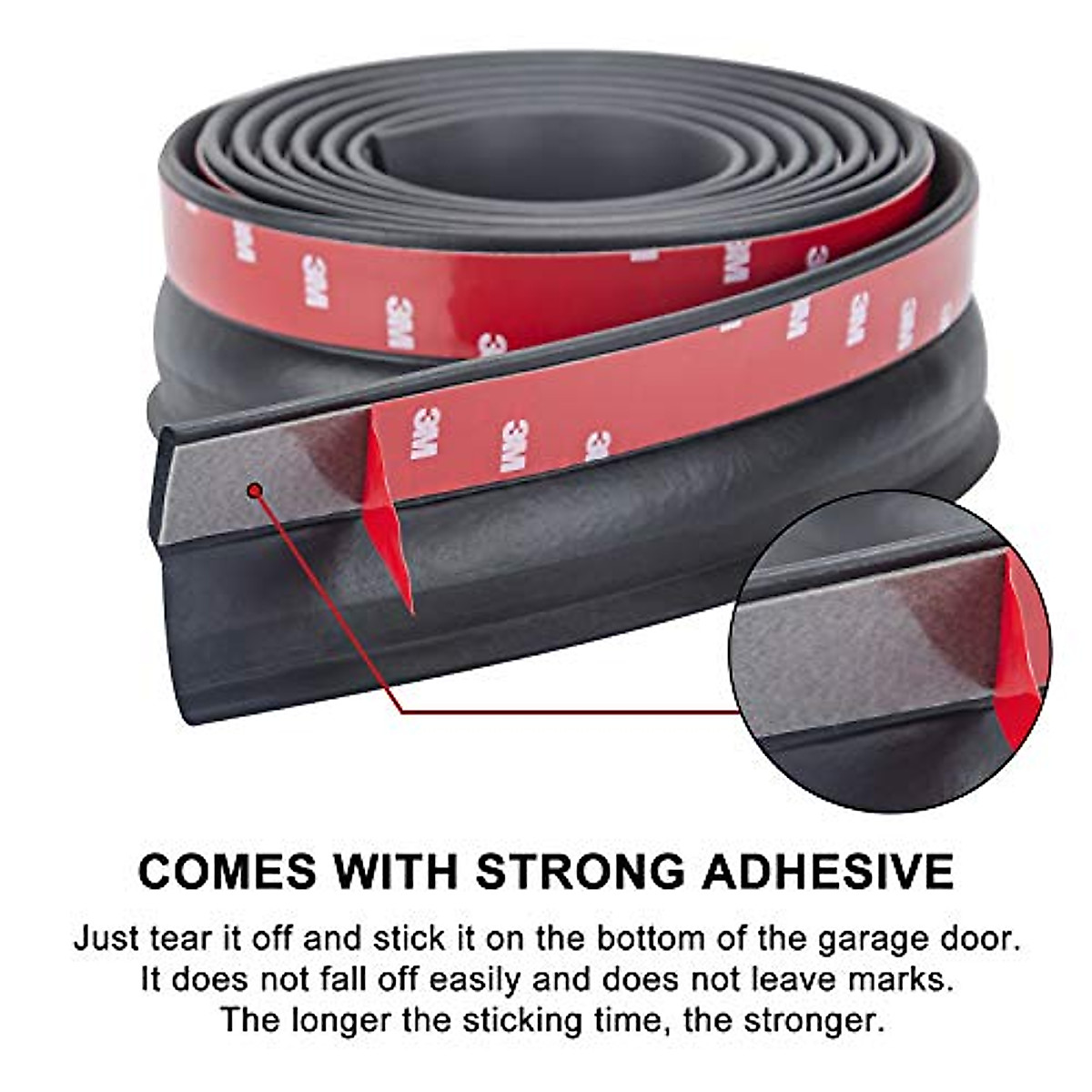 Garage Door Rubber Seal Strip, Universal Garage Door Seal, Weatherproofing Garage Door Weather Stripping（20FT)