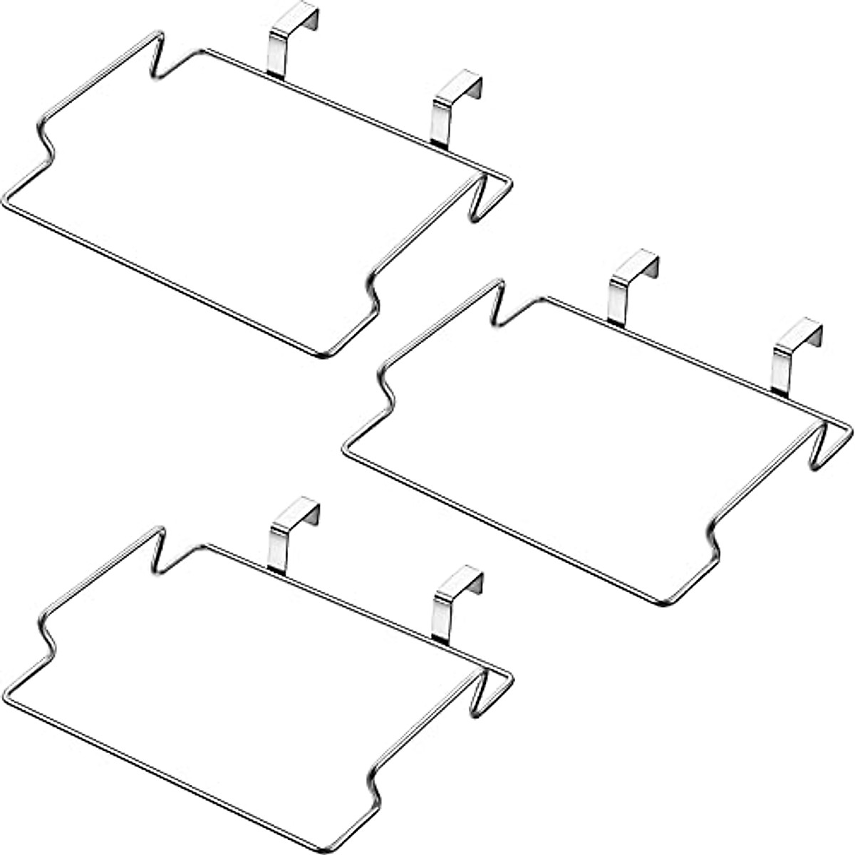 Hotop 3 Pieces Over The Cabinet Plastic Bag Holder Hanging Trash Bag Holder Made of Metal Garbage Bag Hanging Rack Rubbish Bag Holder for Kitchen Practical Sturdy Under Counter Over Door Silver