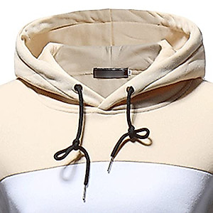 Maiyifu-GJ Men's Patchwork Slim Fit Hoodies Color Block Sport Hooded Sweatshirt Long Sleeve Contrast Color Pullover Hoodie (Light Yellow,4X-Large)