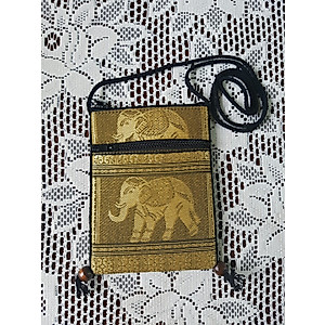 BTP Hmong Bag Hill Tribal Elephant Mini Crossbody Single Shoulder Bag Cellphone Case Passport Holder & Travel Pouch (Plum CP5)