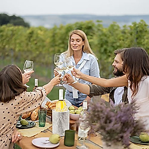 Flexzion Kitchen Tool Crock Utensil Holder and Wine Cooler Chiller, Natural White Marble 5" x 7" Inch, Unique One-Of-A-Kind Pattern Stone Container for Spoon, Spatula, Wine Bottle Holder Creative Home