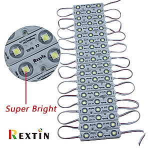 REXTiN Super bright 200pcs 3 LED Module White 5050 SMD 66-72LM Each Module Waterproof Decorative Light for Letter Sign Advertising Signs with Tape Adhesive Backside