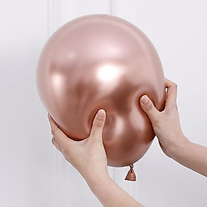 Navy Blue Rose Gold Pink Gold Confetti Latex Balloons with 140pcs 18/10/5/Inch Metallic Chrome Balloons for Gender Reveal Birthday Party Wedding Graduation Bridal Shower Decorations (Navy Blue)