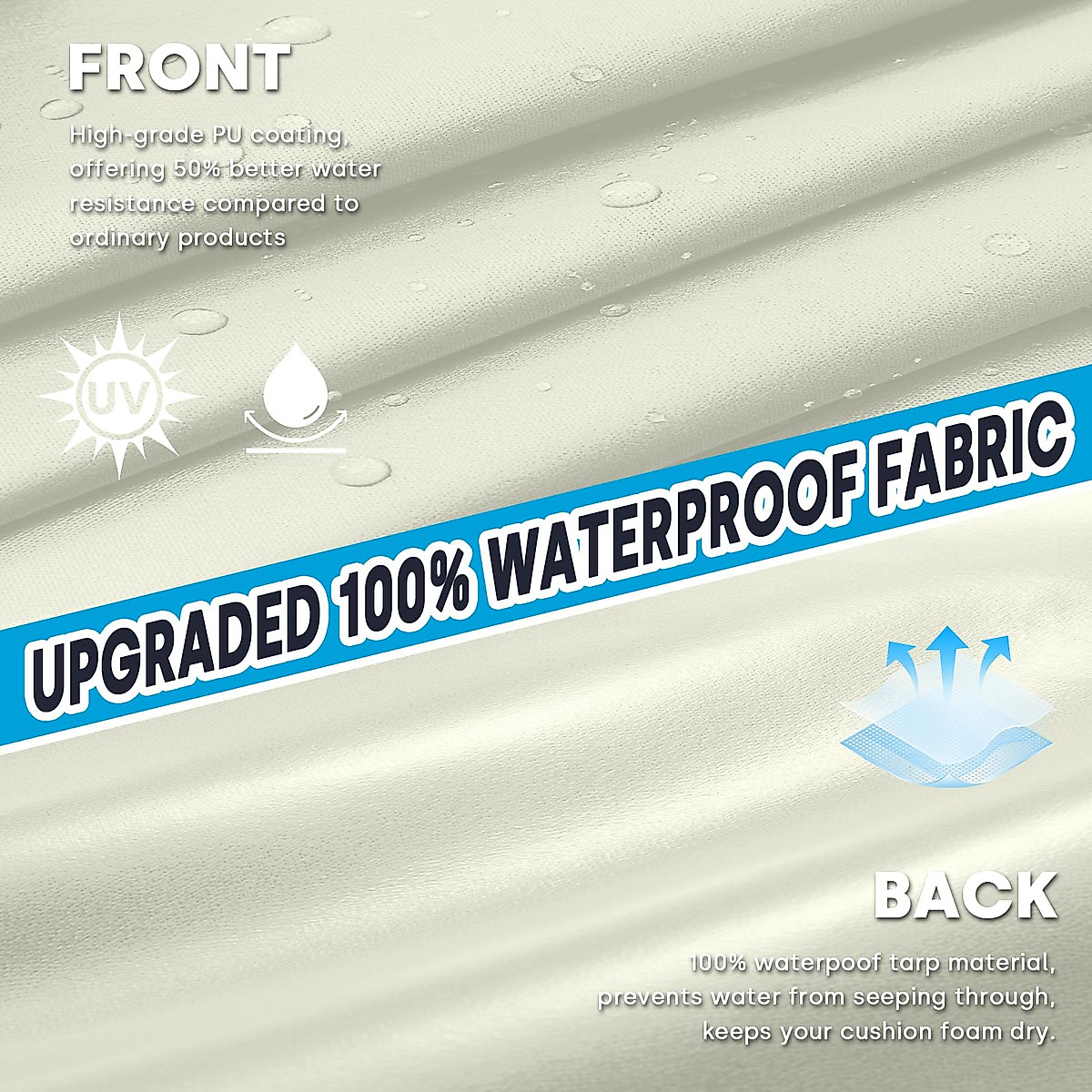 6p Patio Cushion Covers Anti Cat Scratch Leather Outdoor Cushion Cover Replacement 100% Waterproof with Zipper for 3Pcs Patio Furniture Set,Slipcovers for Outdoor Furniture Cushions Cream,Cover Only