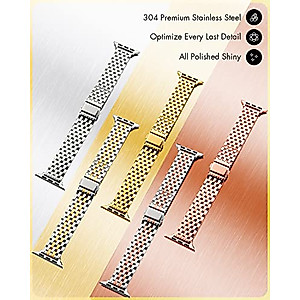 TISIMO for Apple Watch Band 41mm 40mm 38mm 45mm 44mm 42mm Series 9 8 7 6 5 4 3 2 1 SE SE2 Women and Men,Stainless Steel Metal Watchband for iWatch (Sliver)