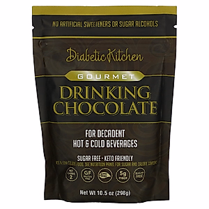 Diabetic Kitchen Gourmet Drinking Chocolate – Sugar Free, Keto Friendly, Low Carb Cocoa Powder Mix w/Prebiotics, No Artificial Sweeteners or Sugar Alcohols - Decadent Hot or Cold Drinks (18 Servings)