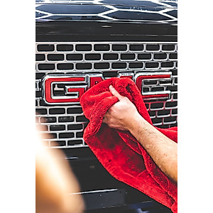 The Rag Company - The 1500 - Heavy Duty Microfiber Drying Towel; Perfect for Trucks, Commercial Vehicles, RVs, Boats, and More; Premium 70/30 Blend Twist Loop Design, 1500gsm, 30in x 30in, Red