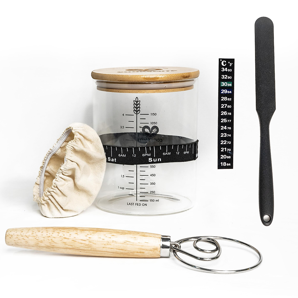 Large Sourdough Starter Kit | 50oz Wide Mouth Glass Jar | Bread Baking Kit for Beginners | Sourdough Starter Jar | Sourdough Baking Kit | Sourdough Jar Wide Mouth | Sourdough Starter Jar Glass