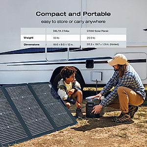 EF ECOFLOW Solar Generator DELTA 2 Max 2048Wh with 220W Solar Panel, LiFePO4 Battery Portable Power Station, Up to 3400W AC Output, AC + Solar Fast Dual Charging 0-100% in 1 Hr For Outdoor Camping RV