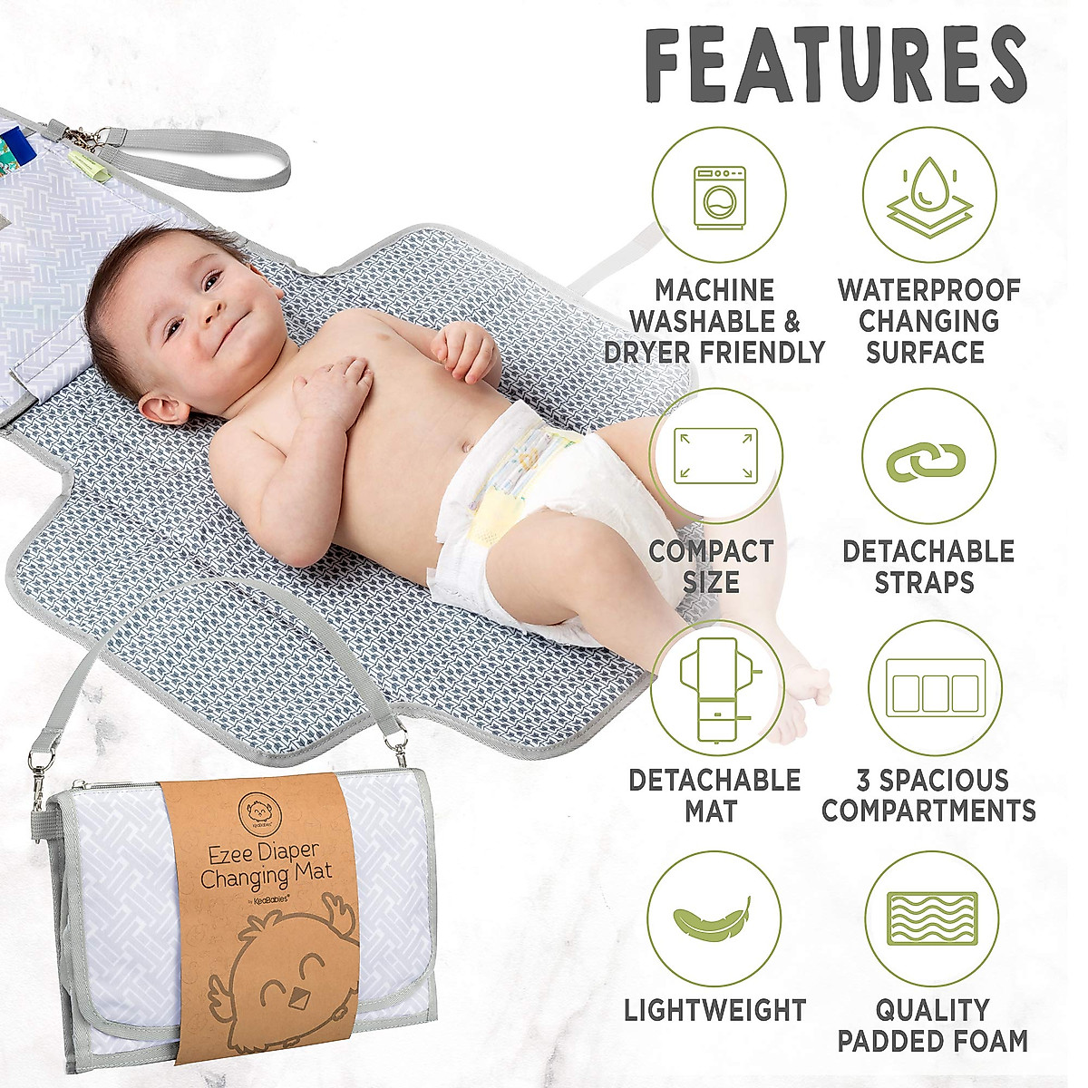 KeaBabies Baby Diaper Caddy Organizer and Portable Diaper Changing Pad - Large Baby Organizer - Waterproof Foldable Baby Changing Mat - Diaper Organizer For Changing Table - Diaper Changing Station