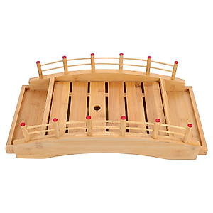Yardwe Bamboo Sushi Boat Serving Tray, Arch Bridge Sushi Boat, Wooden Sushi Bridge Serving Plate for Home Restaurant 44x22x13CM