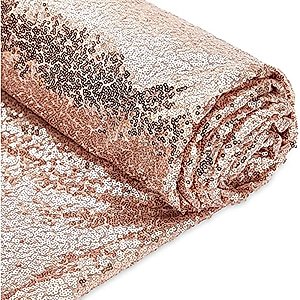 Rose Gold Sequin Fabric Roll for Sewing, Quilting Supplies (15 Feet)