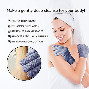 Evridwear Exfoliating Dual Texture Bath Gloves for Shower, Spa, Massage and Body Scrubs, Dead Skin Cell Remover, Gloves with Hanging Loop (1 Pair Heavy Glove)