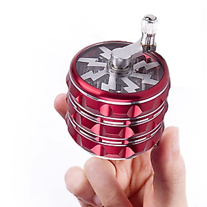 2.5 Inch Hand Crank Grinder, Potable Large Grinder With Clear Top Cover, Best Gift(Red)