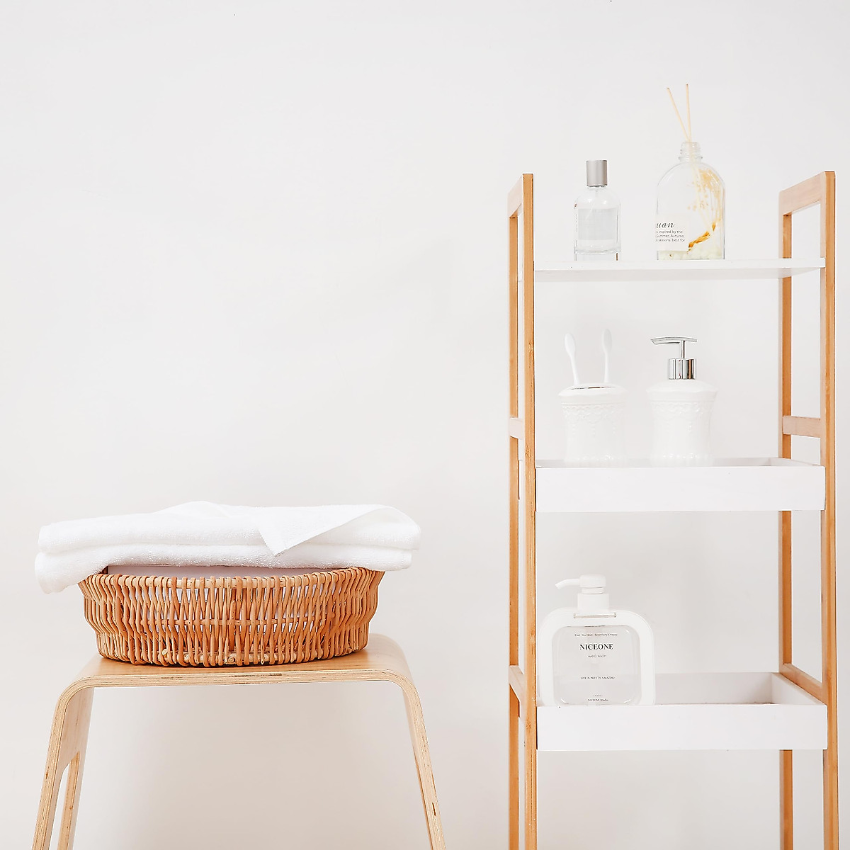 LONGERO Handcrafted Storage Basket, Wicker Round Bowl, Handwoven Shelf Basket, Natural Willow, 1 Pack, Large Size-Top Inner Ø ca 12.5''