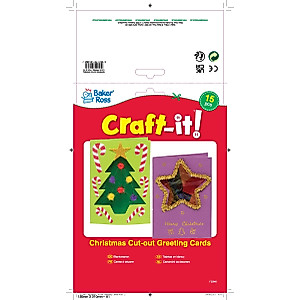 Baker Ross FE946 Christmas Aperture Greeting Cards - Pack of 15, Card Blanks for Card Making, Make Your Own Christmas Cards, Ideal for Kids Arts and Crafts Projects