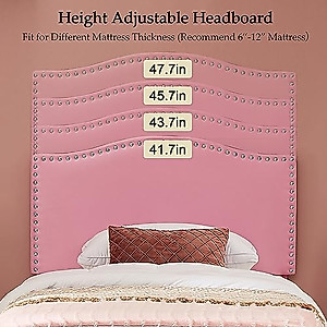 VECELO Twin Bed Frame Platform Bed Frame with Upholstered Headboard, Strong Frame and Wooden Slats Support, Strong Weight Capacity, Non-Slip and Noise-Free, Easy Assembly,Pink